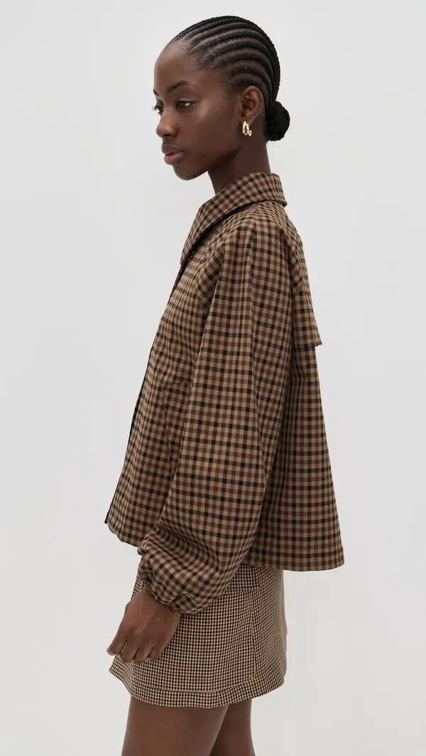 Barbour Gingham Check Jacket With Removable Hood - Vicuna Gingham